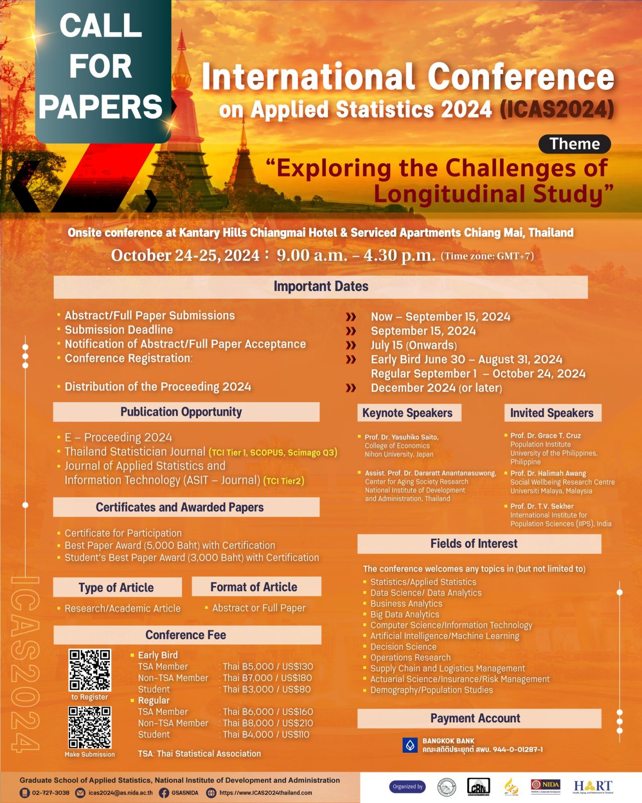Invitation to the International Conference on Applied Statistics (ICAS2024) | GSAS NIDA