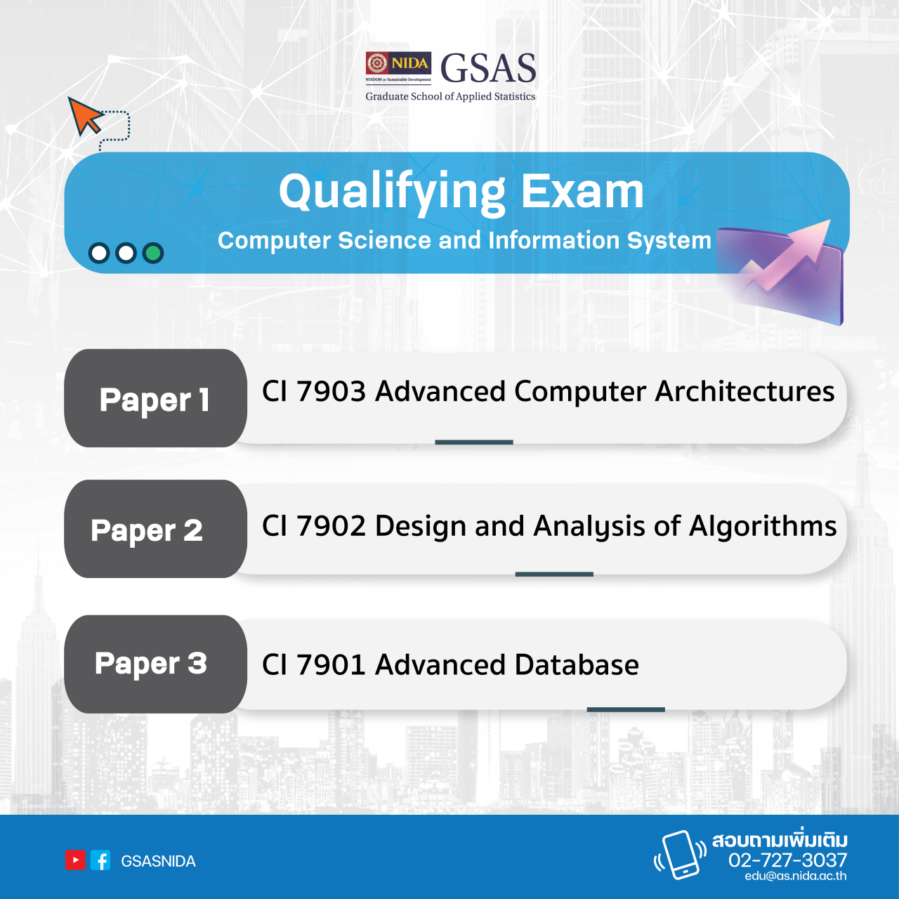 รายละเอียดเกี่ยวกับการสอบประมวลความรู้ ครั้งที่ 2/2567 | GSAS NIDA